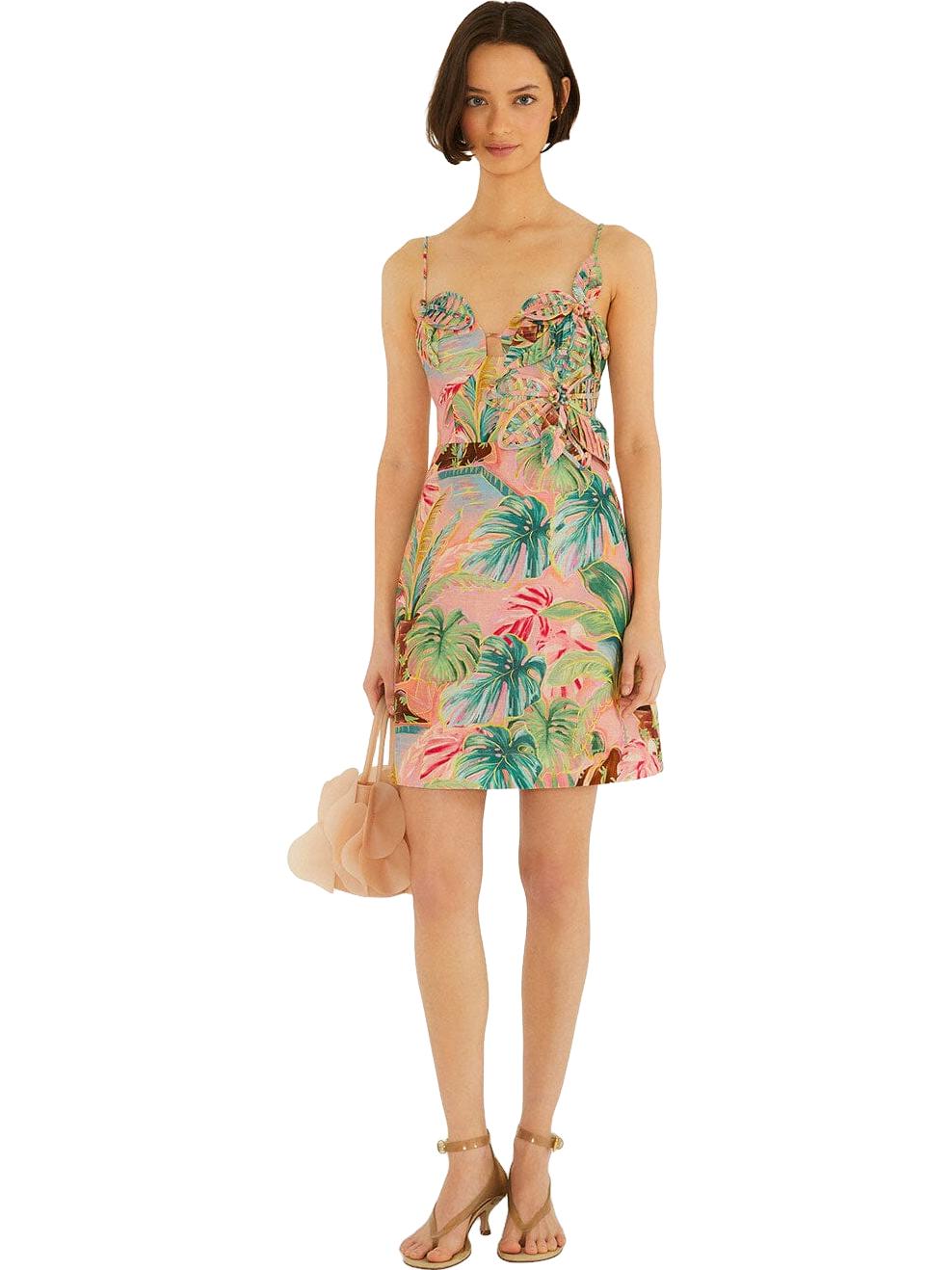FARM RIO FARM RIO ACTIVE Soft Pink Pool Time 3D Flowers Mini Dress